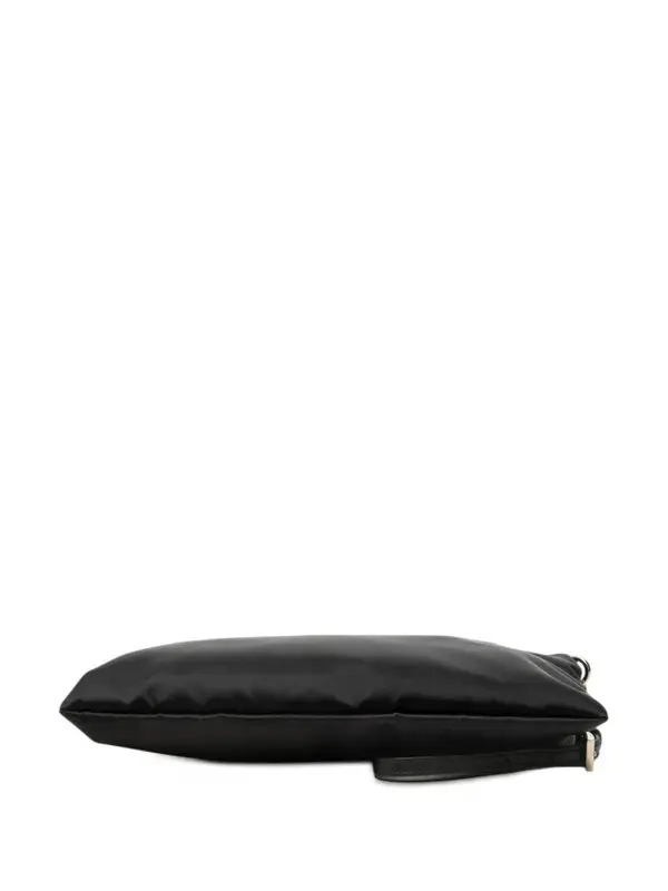 Prada 2000-2013 Saffiano Trimmed Tessuto Wristlet Zip Pouch