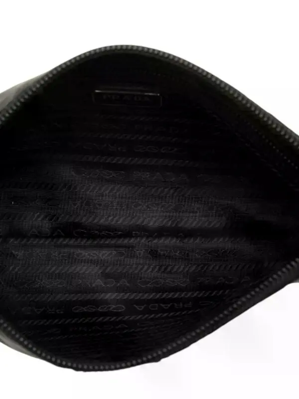 Prada 2000-2013 Saffiano Trimmed Tessuto Wristlet Zip Pouch