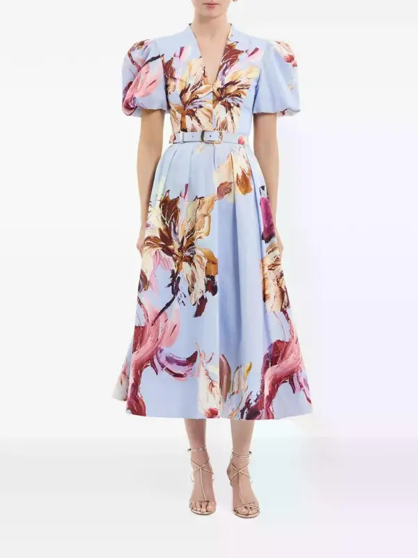 Rebecca Vallance Fleur De Lis-print Midi Dress