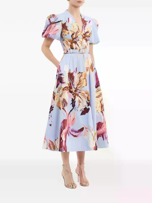Rebecca Vallance Fleur De Lis-print Midi Dress