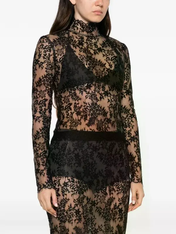 Françoise Paulina Floral-lace High-neck Top