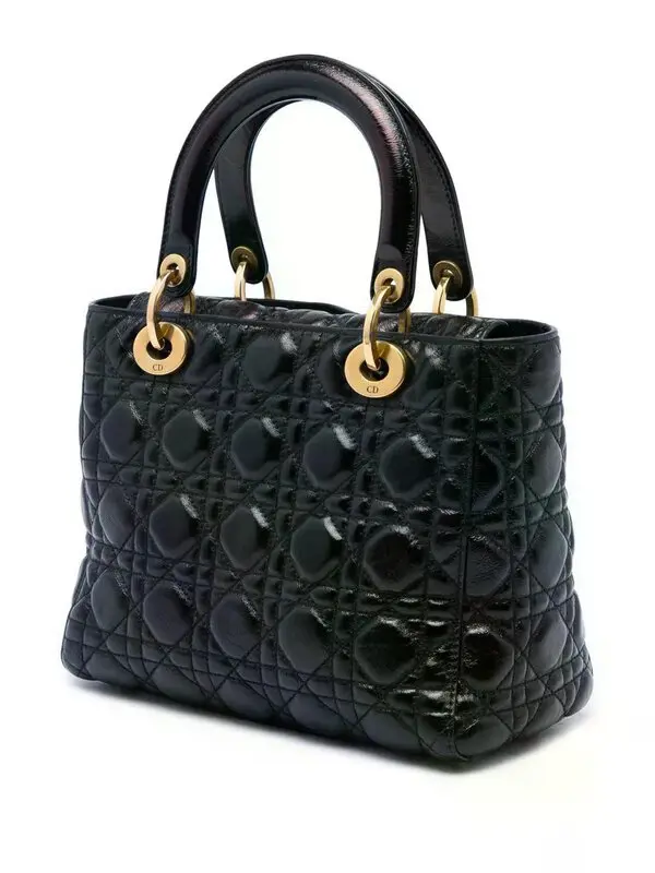 Dior 2017 Medium Crinkled Patent Cannage Supple Lady Satchel