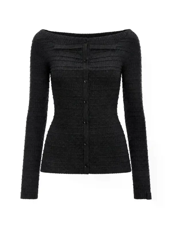 Victoria Beckham Folded Pleated Wide-neck Cardigan - Grey