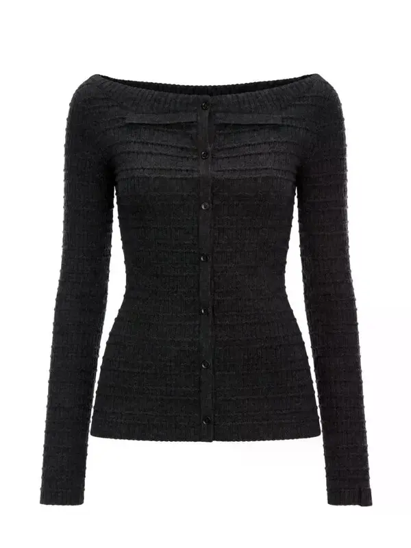 Victoria Beckham Folded Pleated Wide-neck Cardigan - Grey