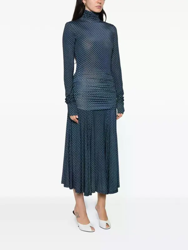 Françoise Ava Polka-dot Ruched Midi Dress