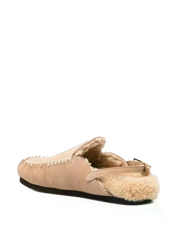 Fabiana Filippi Shearling-lined Whipstitch-trim Mules