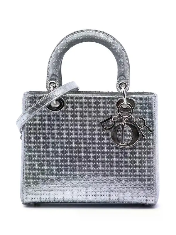 Dior 2015 Medium Metallic Patent Microcannage Lady Satchel