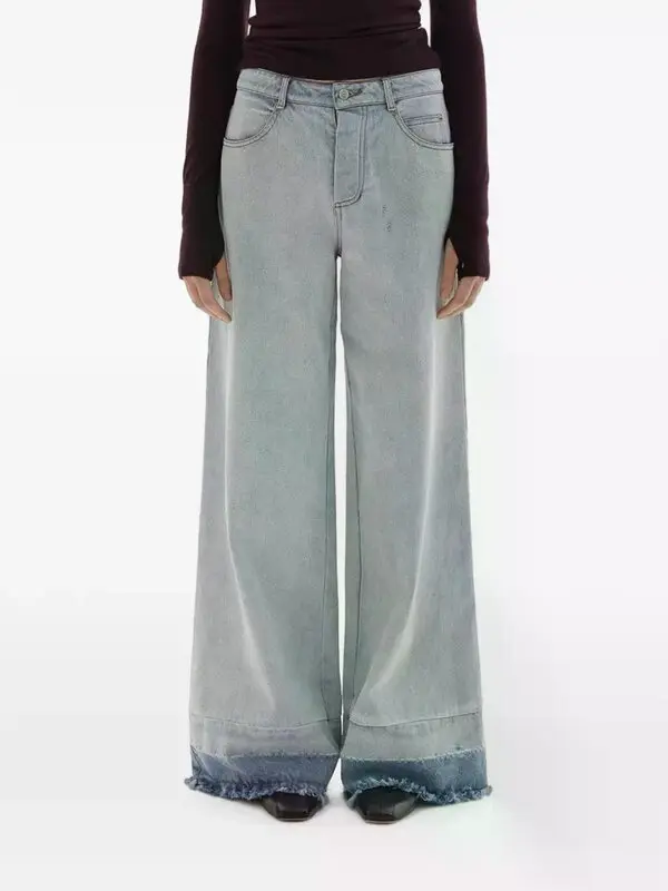 JOAEN Adrianne Frayed Wide-leg Jeans