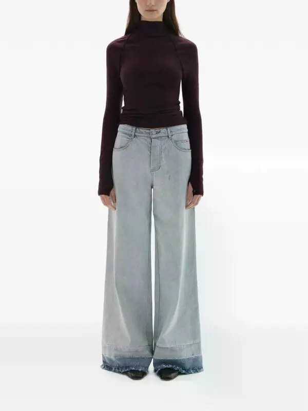 JOAEN Adrianne Frayed Wide-leg Jeans