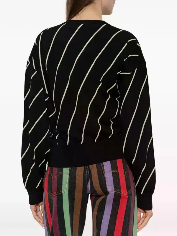 Versace Diagonal-stripe Embroidered-logo Cardigan