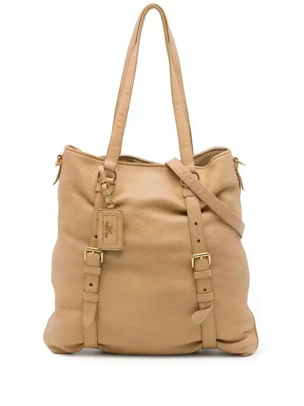 Prada 2000-2010 Vitello Daino Open Convertible Tote Satchel