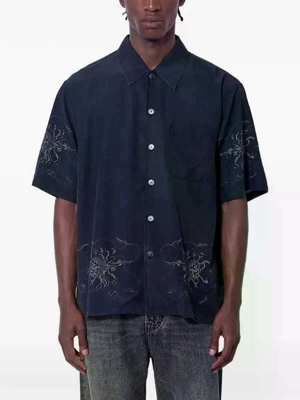Our Legacy Every Embroidered Short-sleeve Shirt - Blue