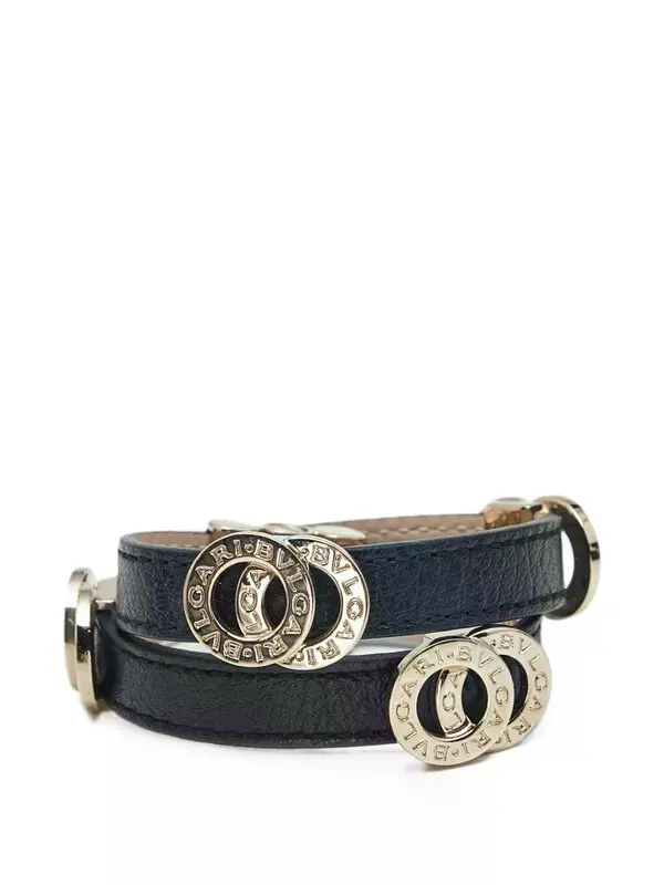 BVLGARI Circle Leather Bracelet - Black