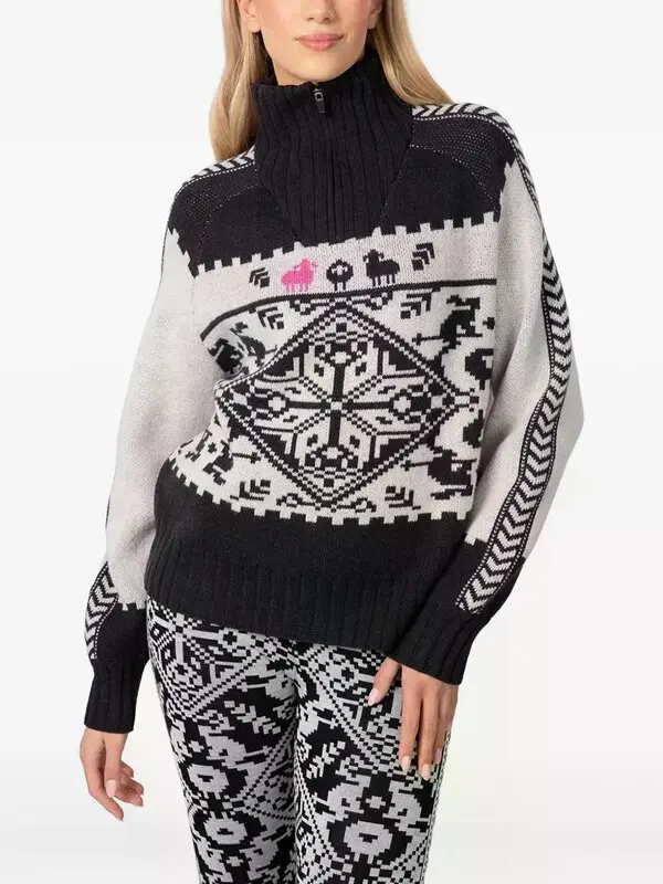 Kari Traa Saga Intarsia-knit Half-zip Sweater - Black