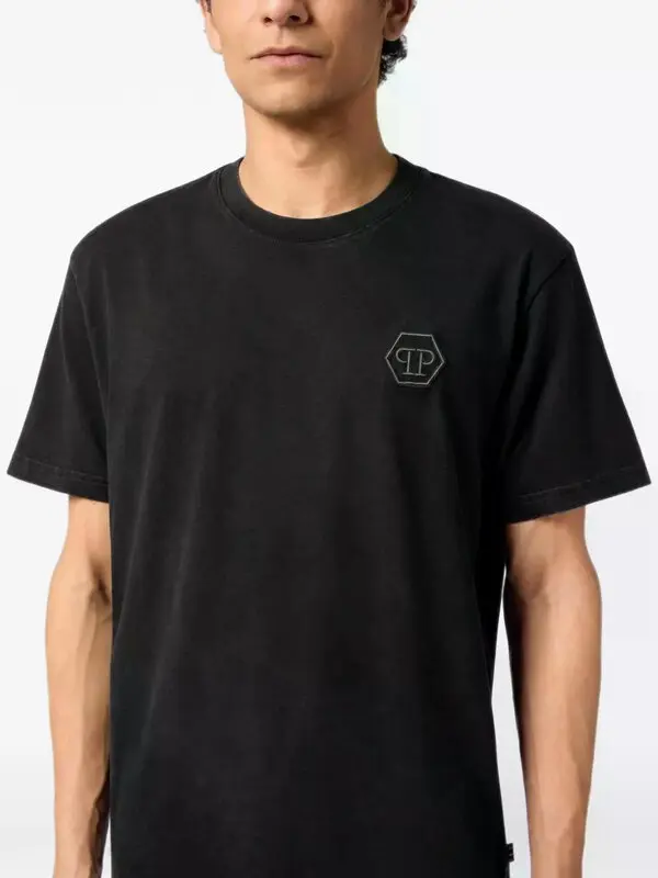 Philipp Plein Round-neck T-shirt Embroidery Hexagon
