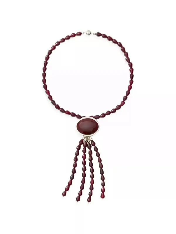 JULIETTA Clio Beaded Tassel Necklace - Silver