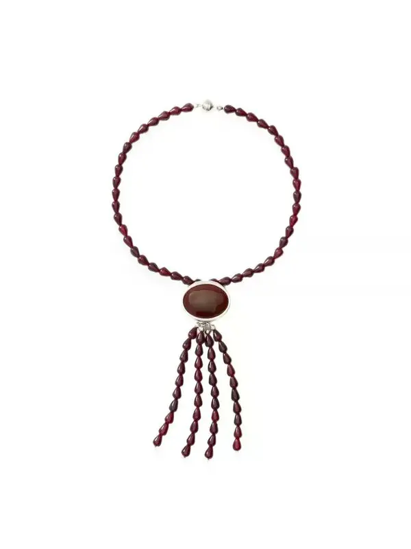 JULIETTA Clio Beaded Tassel Necklace - Silver