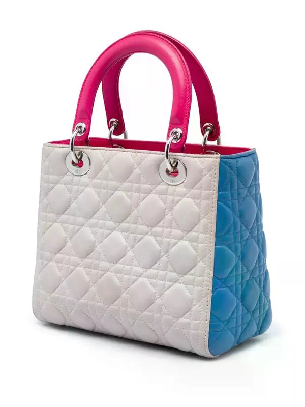 Dior 2014 Medium Tricolor Lambskin Cannage Lady Satchel