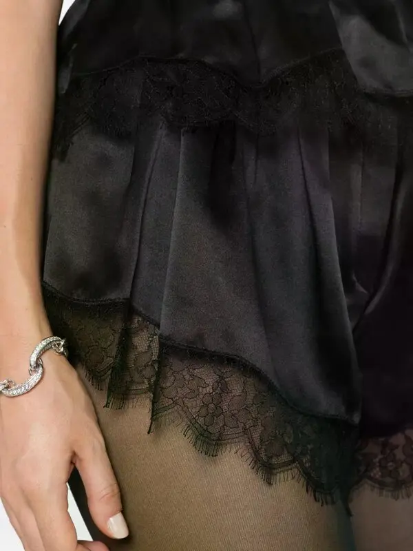 Françoise Lisette Lace-trimmed Silk-satin Shorts