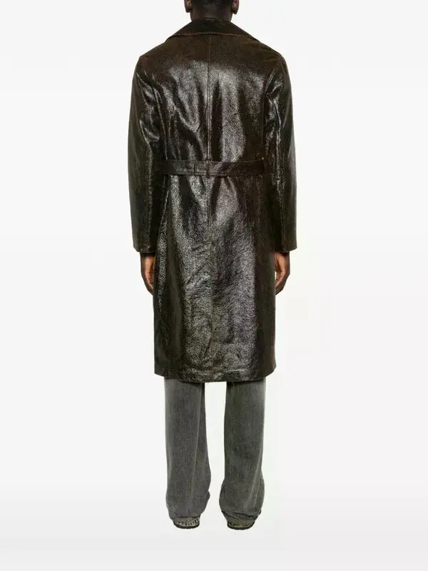 SANDERLAK Double-breasted Leather Coat
