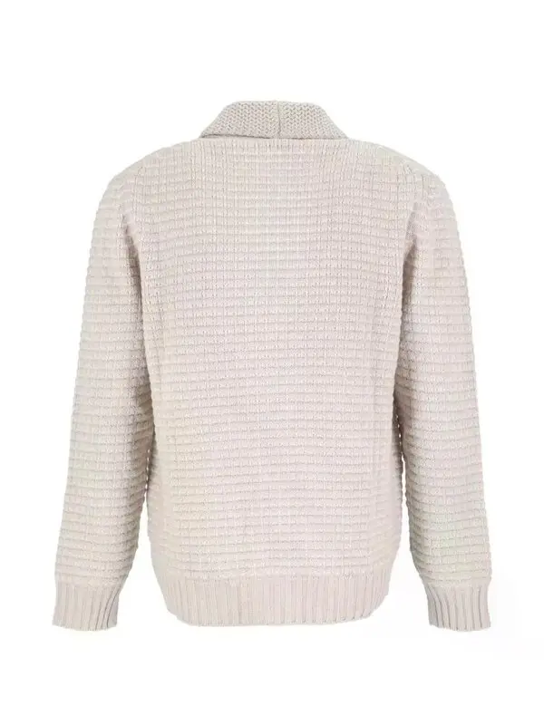 SETTEFILI CASHMERE Shawl-collar Waffle-knit Cardigan