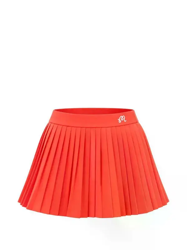 MALBON Kate Pleated Logo-embroidered Skirt