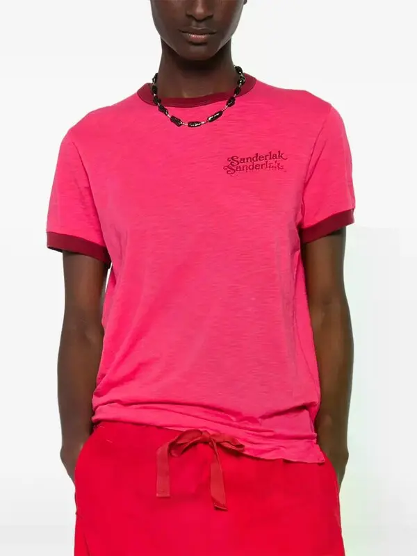 SANDERLAK Logo-embroidered Ringer T-shirt