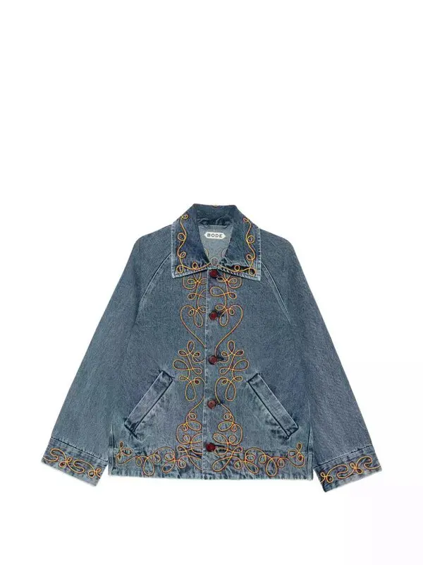 BODE Rawlins Embroidered Denim Jacket - Blue