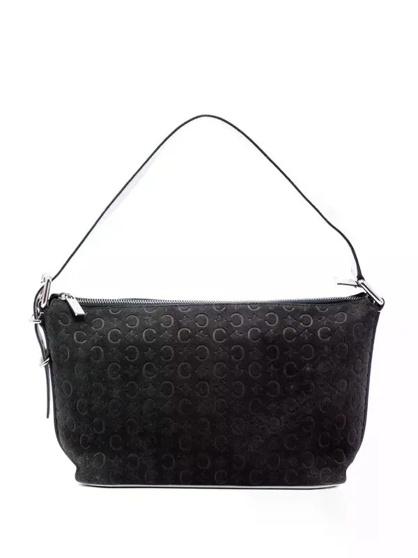 Celine 2000 C Macadam Suede Shoulder Bag - Black