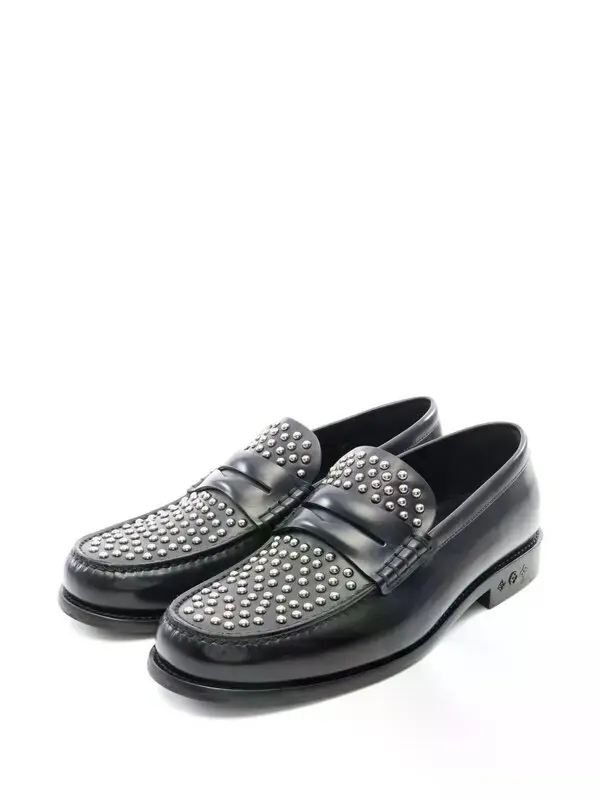 LOUIS VUITTON Studded Leather Loafers - Black