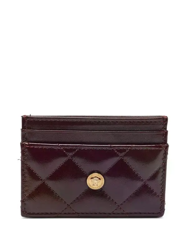 Versace La Medusa Quilted Card Holder - Red