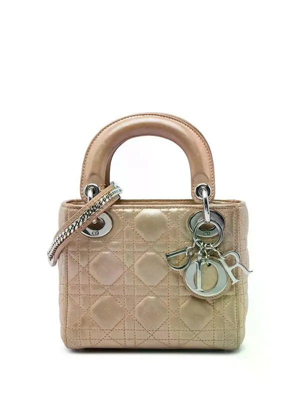 Dior 2015 Mini Iridescent Lambskin Cannage Lady Satchel
