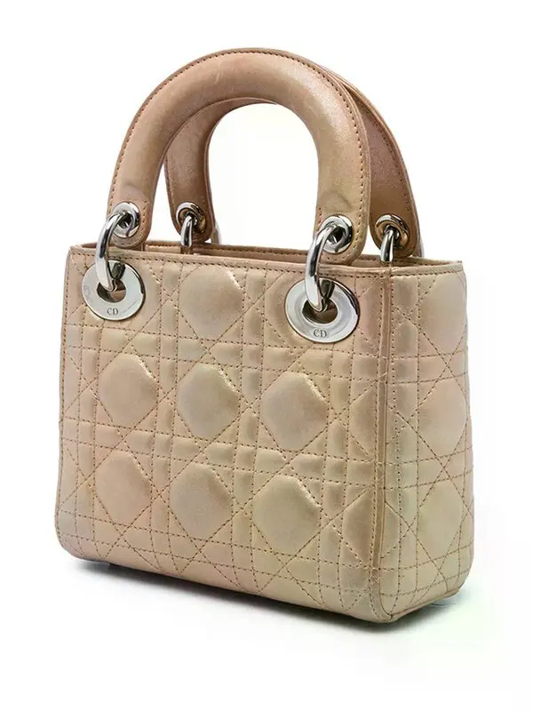 Dior 2015 Mini Iridescent Lambskin Cannage Lady Satchel