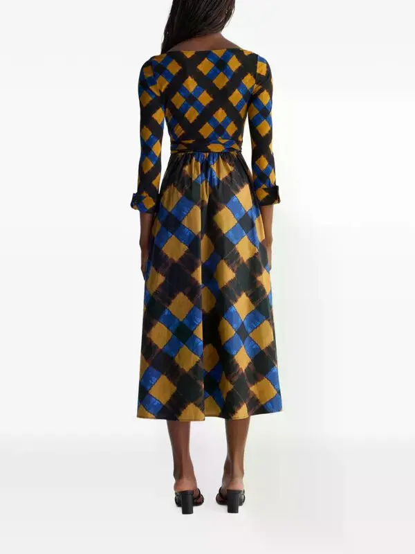 Diane Von Furstenberg Ballerina Check-pattern Wrap Midi Dress