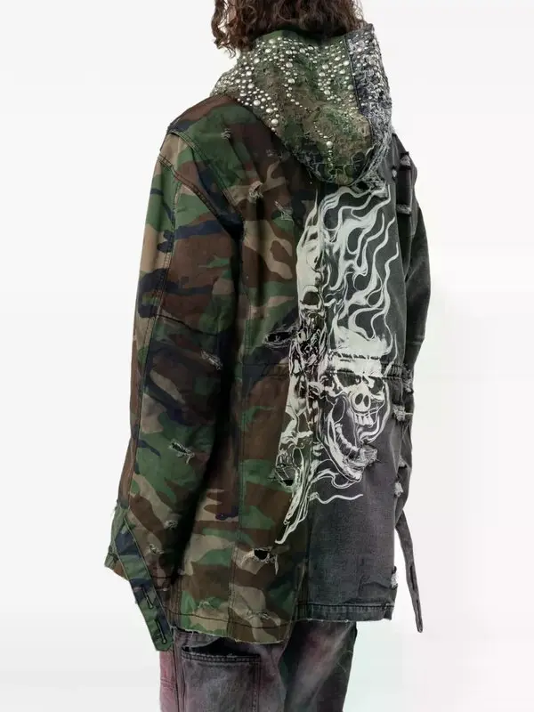 THUG CLUB Tc Hothead M65 Distressed Panelled Coat
