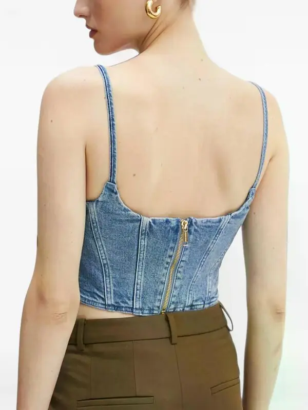 Michael Kors Stretch Denim Bustier Top