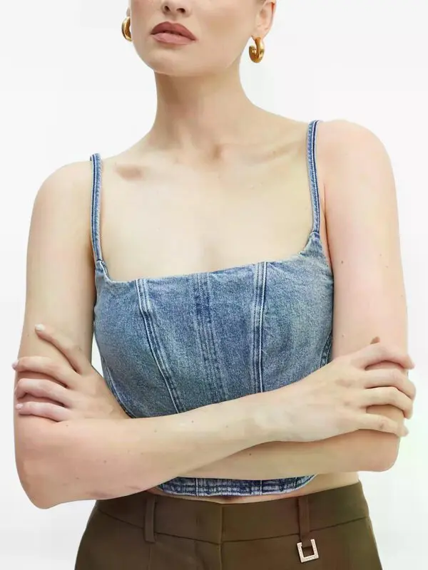 Michael Kors Stretch Denim Bustier Top