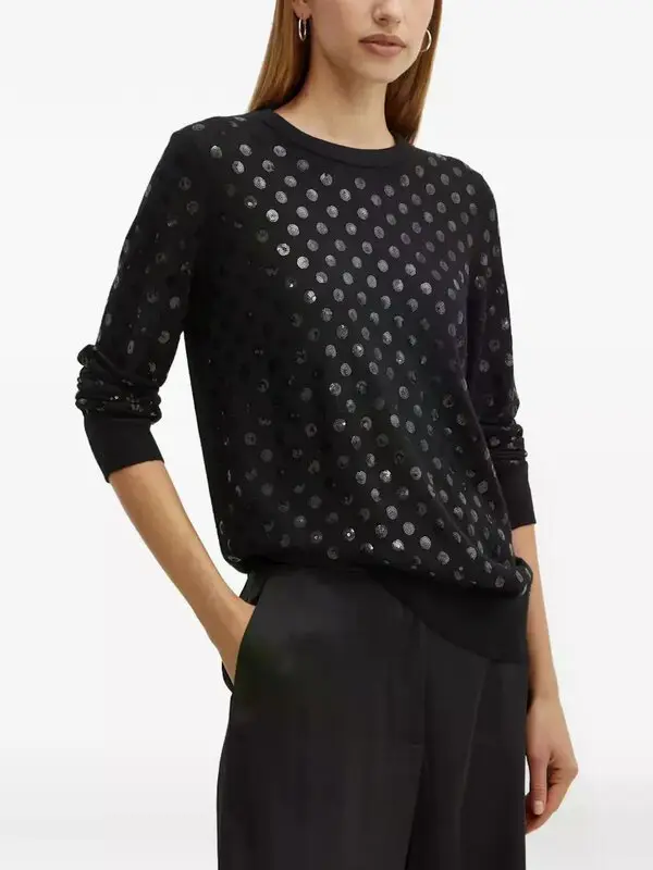 Michael Kors Sequined Dot Wool Sweater - Black