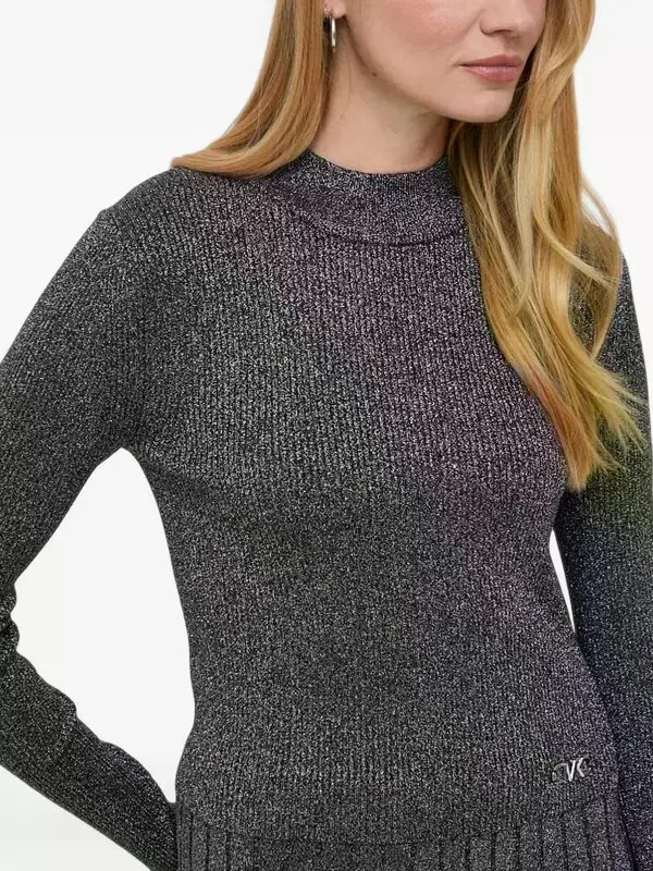 Michael Kors Metallic Ribbed-knit Cropped Sweater