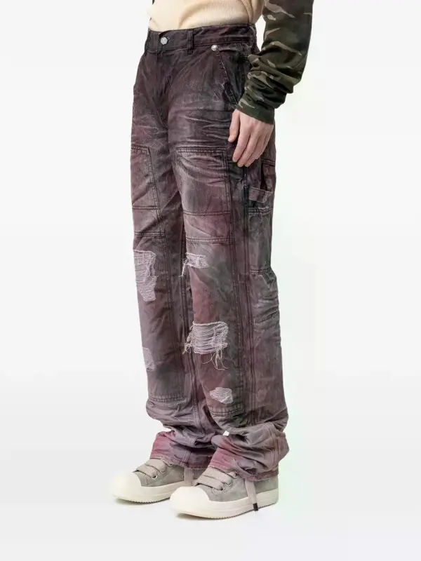 THUG CLUB Two Tone Washed Distressed Jeans