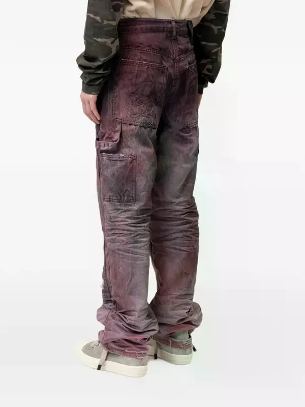 THUG CLUB Two Tone Washed Distressed Jeans