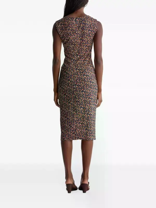 Diane Von Furstenberg Andie Ruched Geometric-print Midi Dress