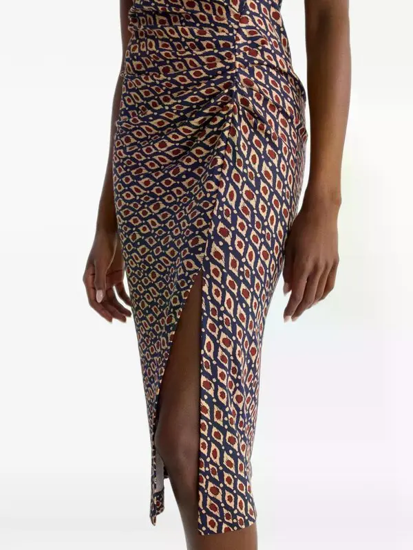 Diane Von Furstenberg Andie Ruched Geometric-print Midi Dress