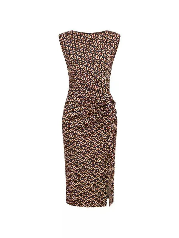 Diane Von Furstenberg Andie Ruched Geometric-print Midi Dress