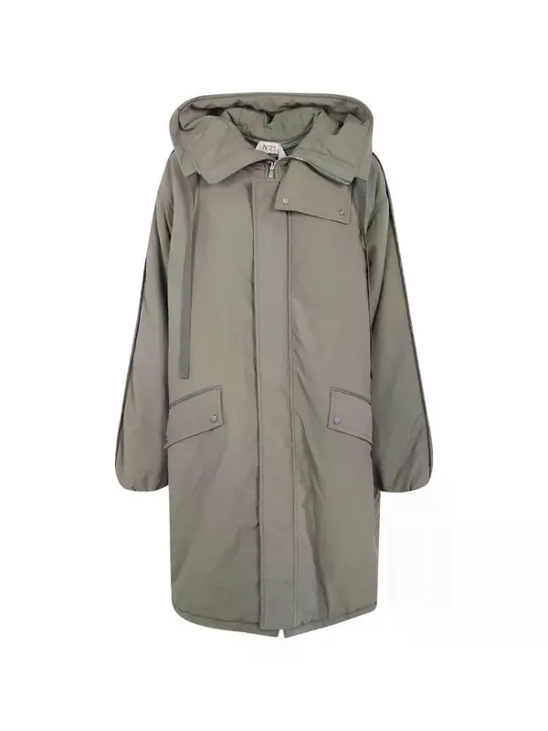 N°21 Quilted-sleeve Oversized Coat - Green