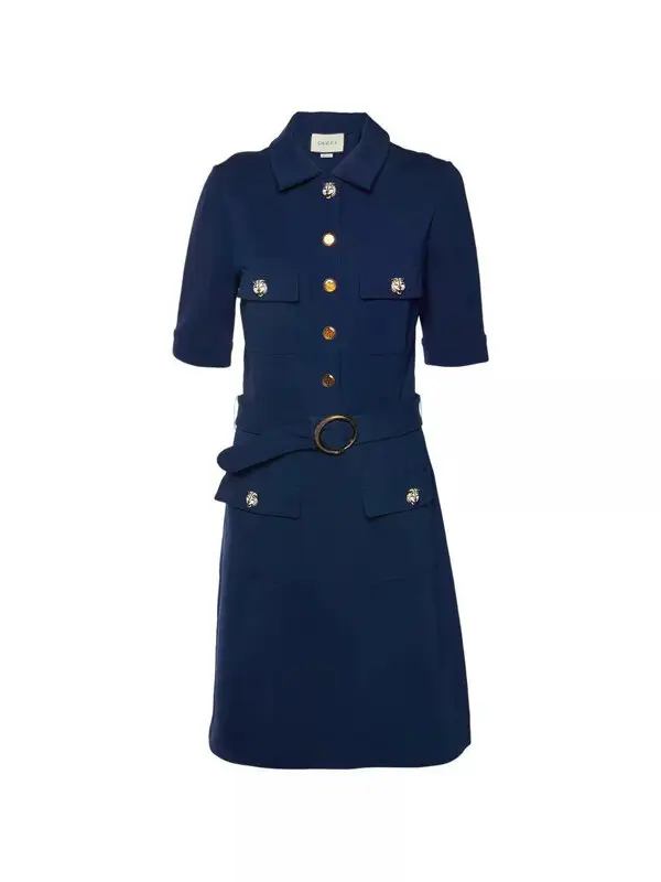 Gucci Tiger Head Belted Midi Dress