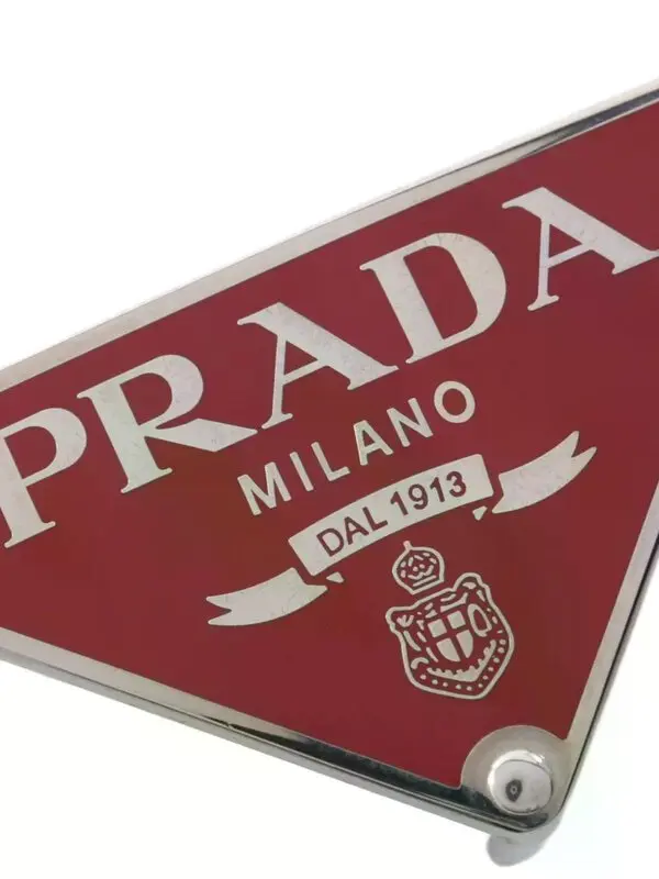 Prada 2010s Triangle Logo Belt Buckle - Red