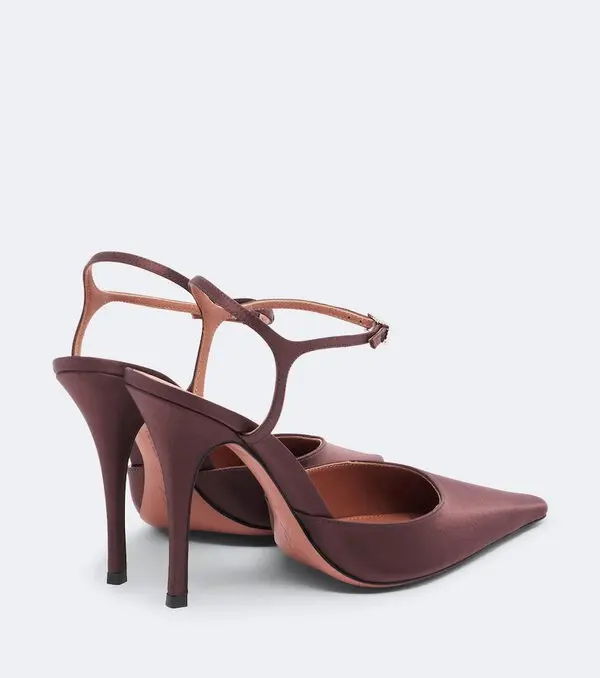 Amina Muaddi Carolyn Satin Slingback Pumps