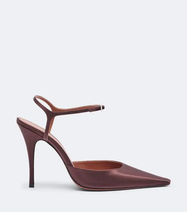 Amina Muaddi Carolyn Satin Slingback Pumps
