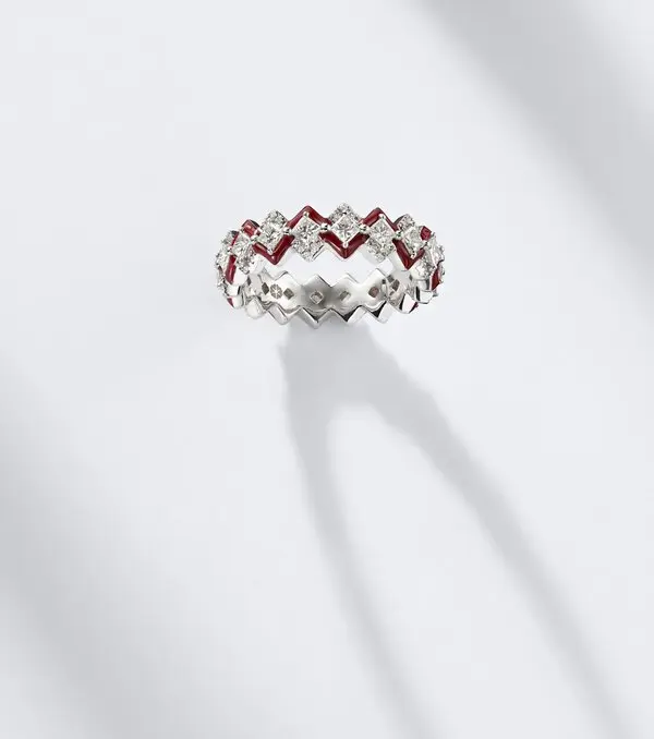 KAMYEN Puzzle 18kt White Gold And Enamel Ring With Diamonds